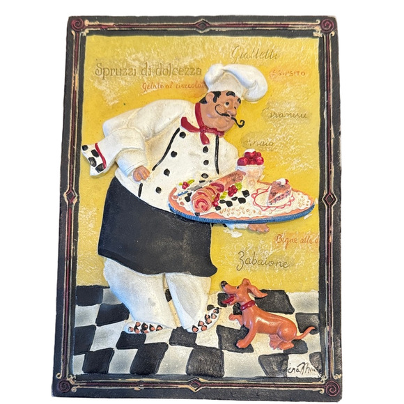 Kitchen | Charming 3d Rustic Ceramic Italian Chef Wall Plaque With ...